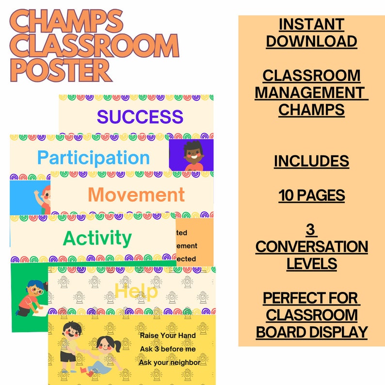 CHAMPS Poster Classroom Teacher CHAMP Expectations - Etsy