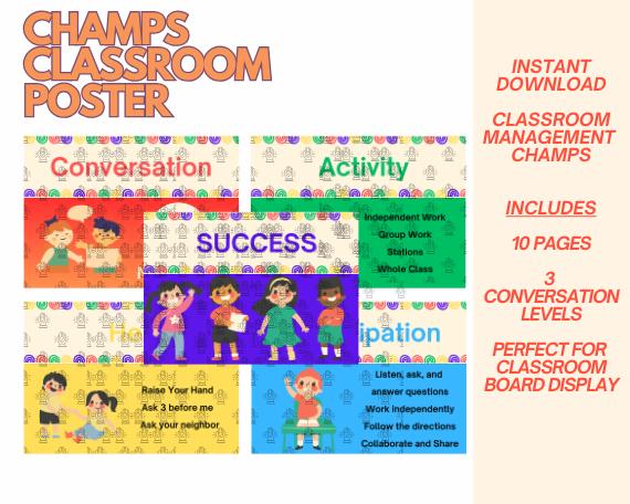 CHAMPS Poster Classroom | Teacher CHAMP Expectations | Classroom ...