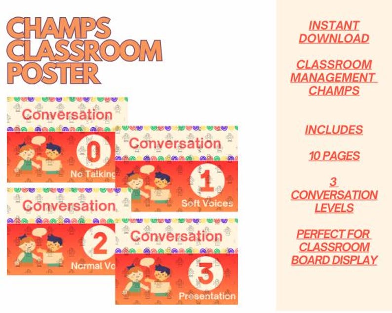 CHAMPS Poster Classroom | Teacher CHAMP Expectations | Classroom ...