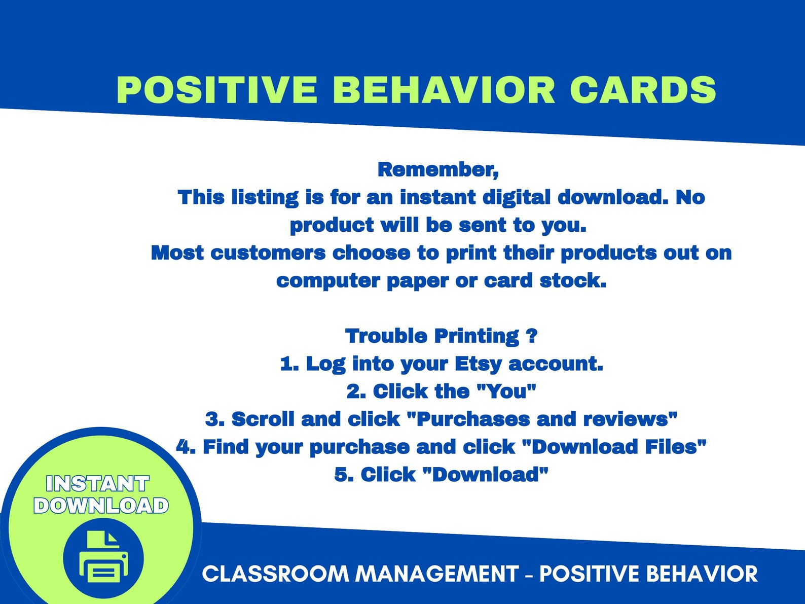 Positive Behavior Card Printable | Positive Behavior Task Cards ...
