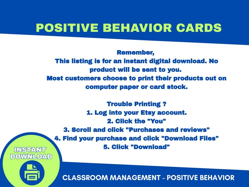 Positive Behavior Card Printable | Positive Behavior Task Cards ...