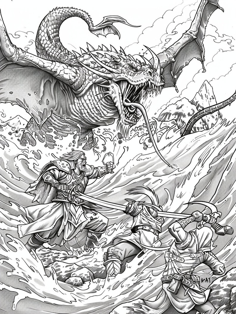 D&D Coloring Book / Digital Download Coloring Book / Fantasy Coloring ...