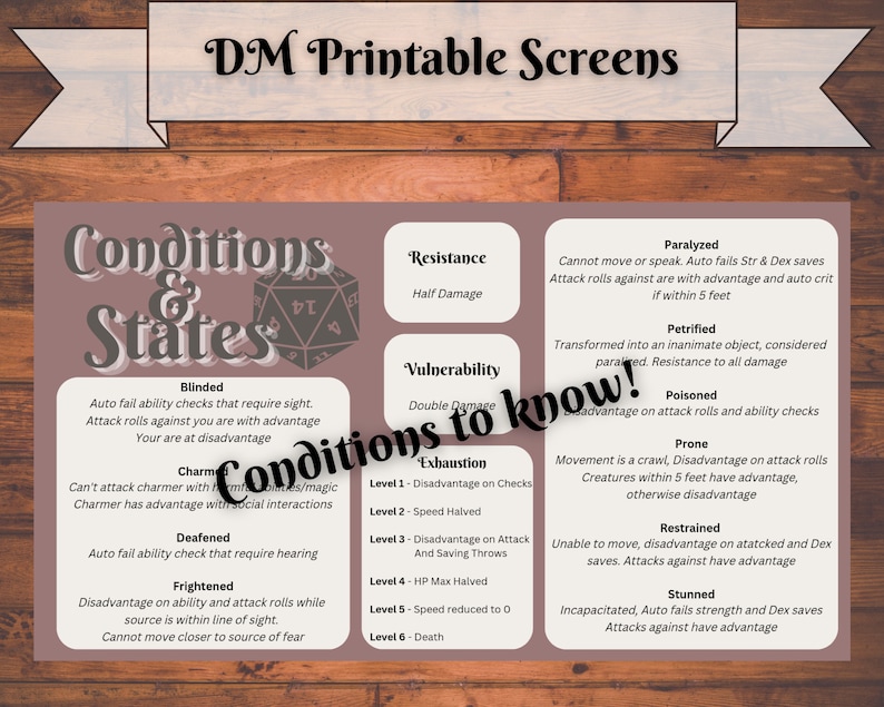 D&D DM Printable Screens / Dungeon Master Screens for Dungeons and ...