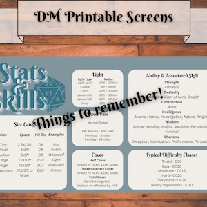D&D DM Printable Screens / Dungeon Master Screens for Dungeons and ...
