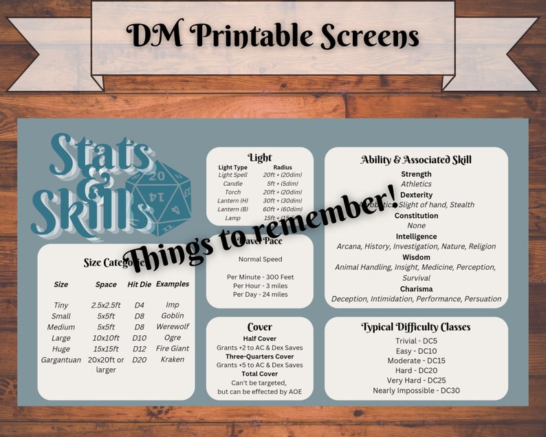 D&D DM Printable Screens / Dungeon Master Screens for Dungeons and ...