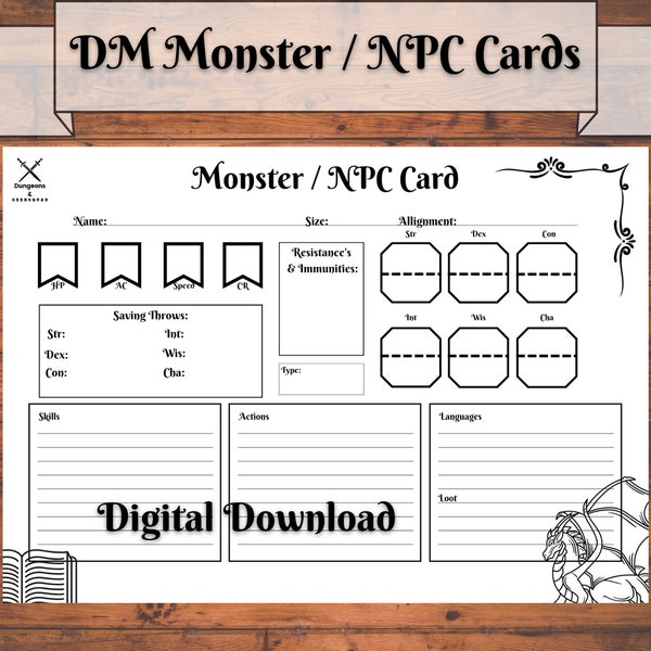 Npc Cards - Etsy
