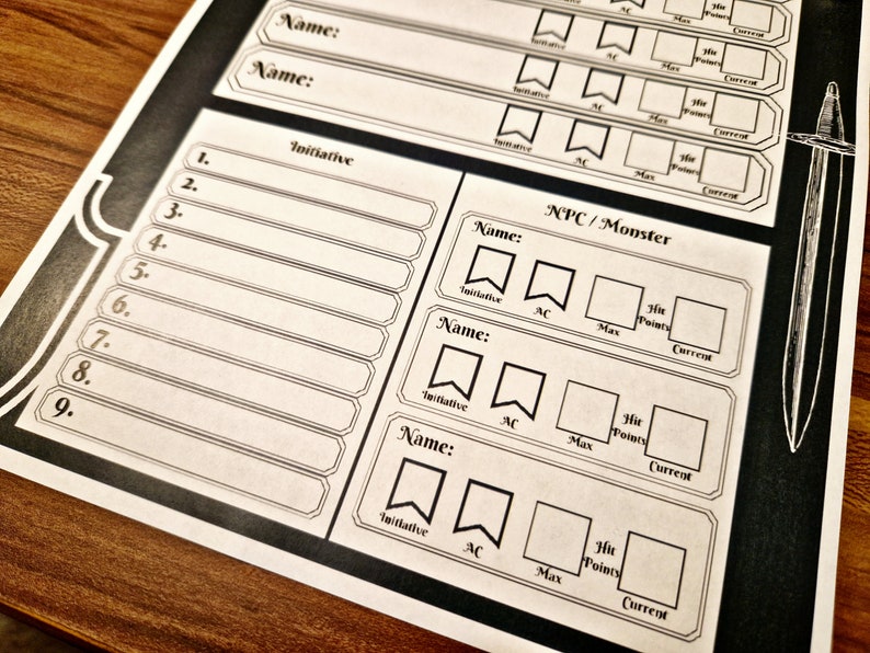 D&D DM Combat Tracker Digital Download / PDF / DM Screen Accessories ...