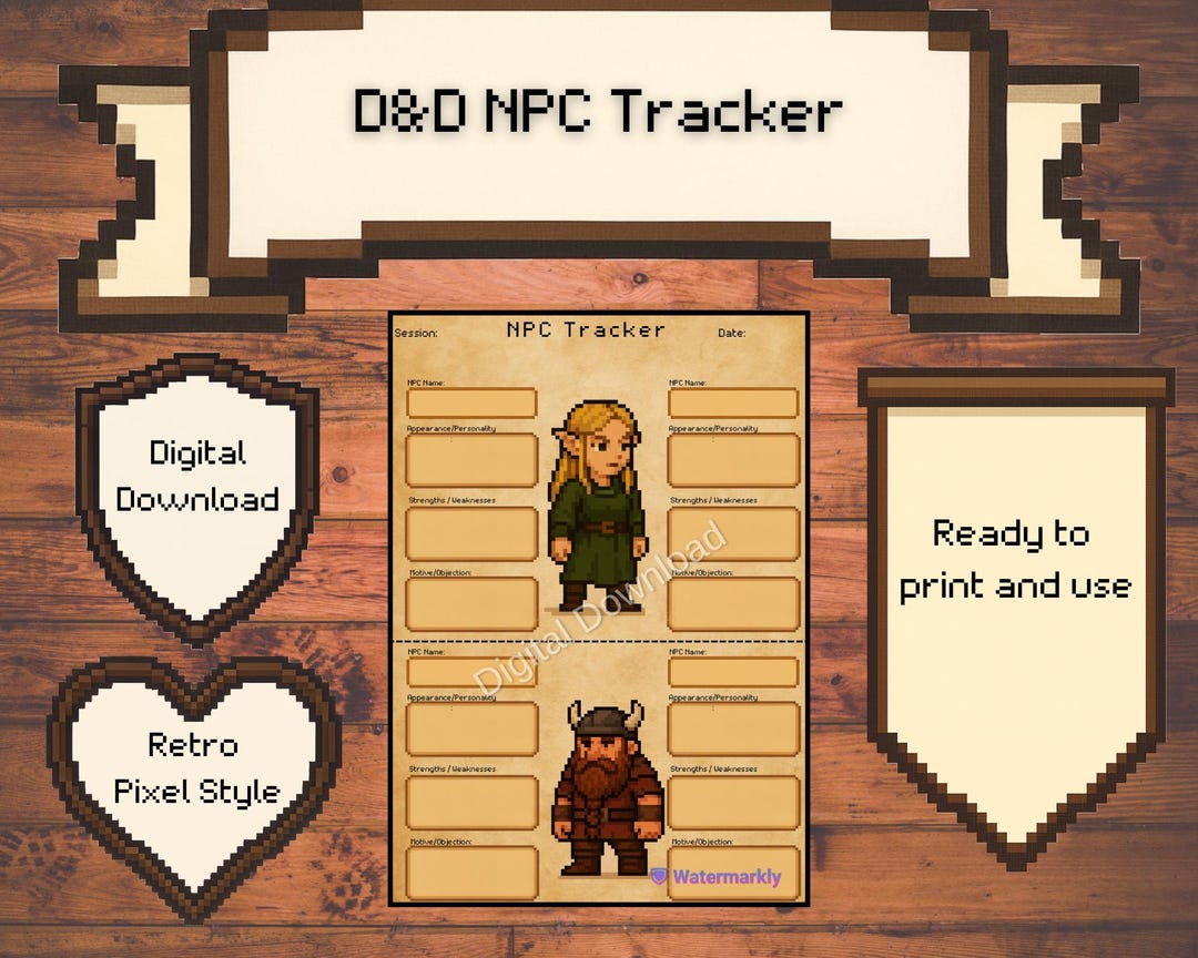 D&D DM NPC Tracker Digital Download. Dungeons and Dragons NPC Tracker ...