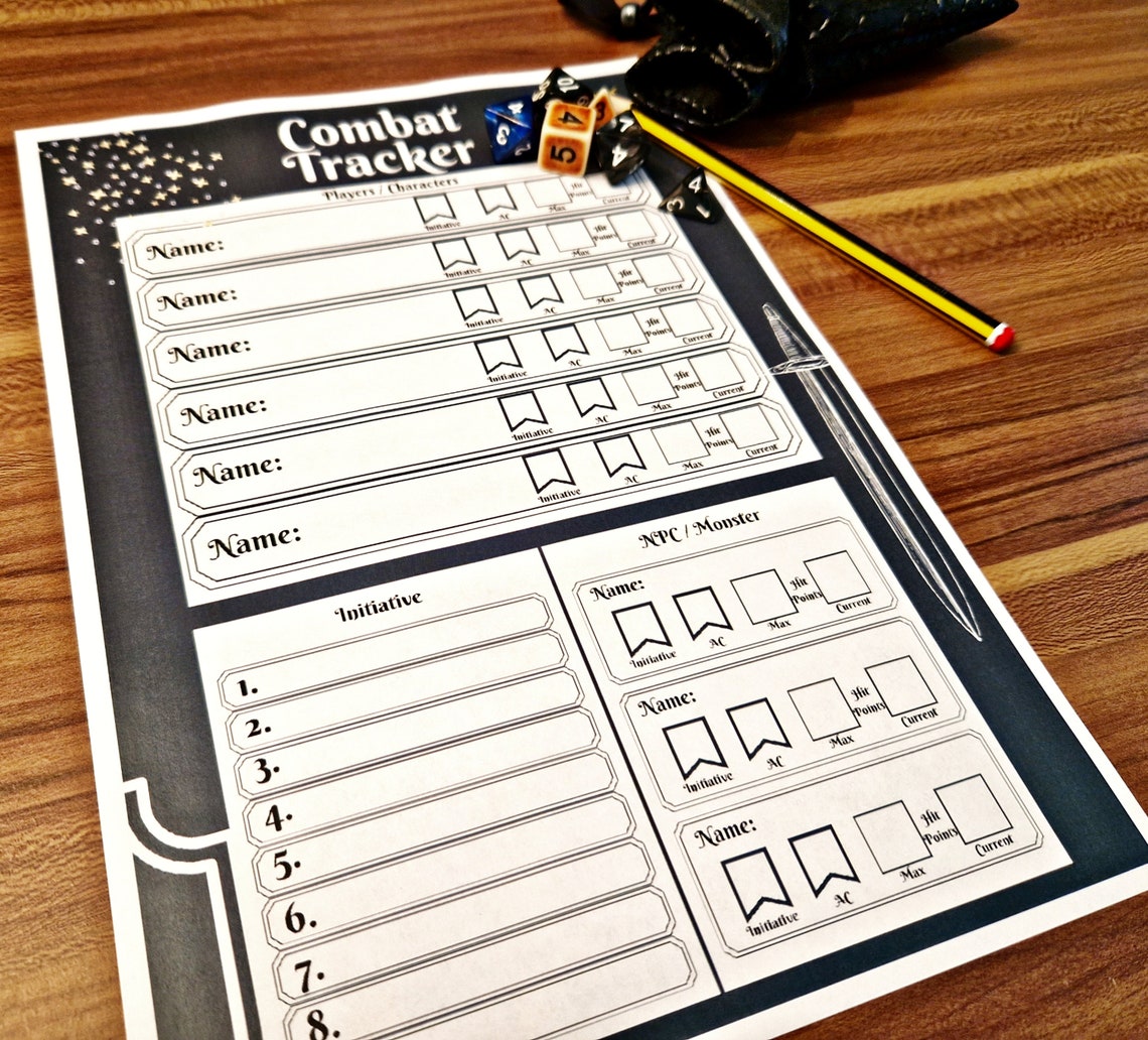D&D DM Combat Tracker Digital Download / PDF / DM Screen Accessories ...