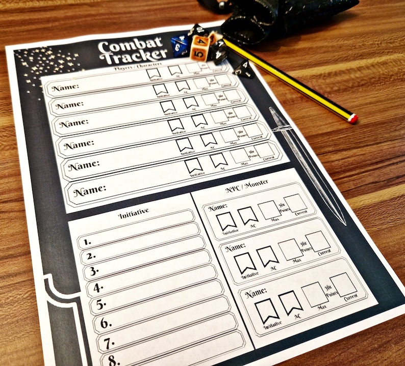 D&D DM Combat Tracker Digital Download / PDF / DM Screen Accessories ...