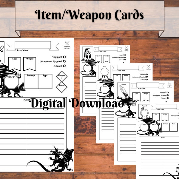 Dnd Weapon Cards - Etsy