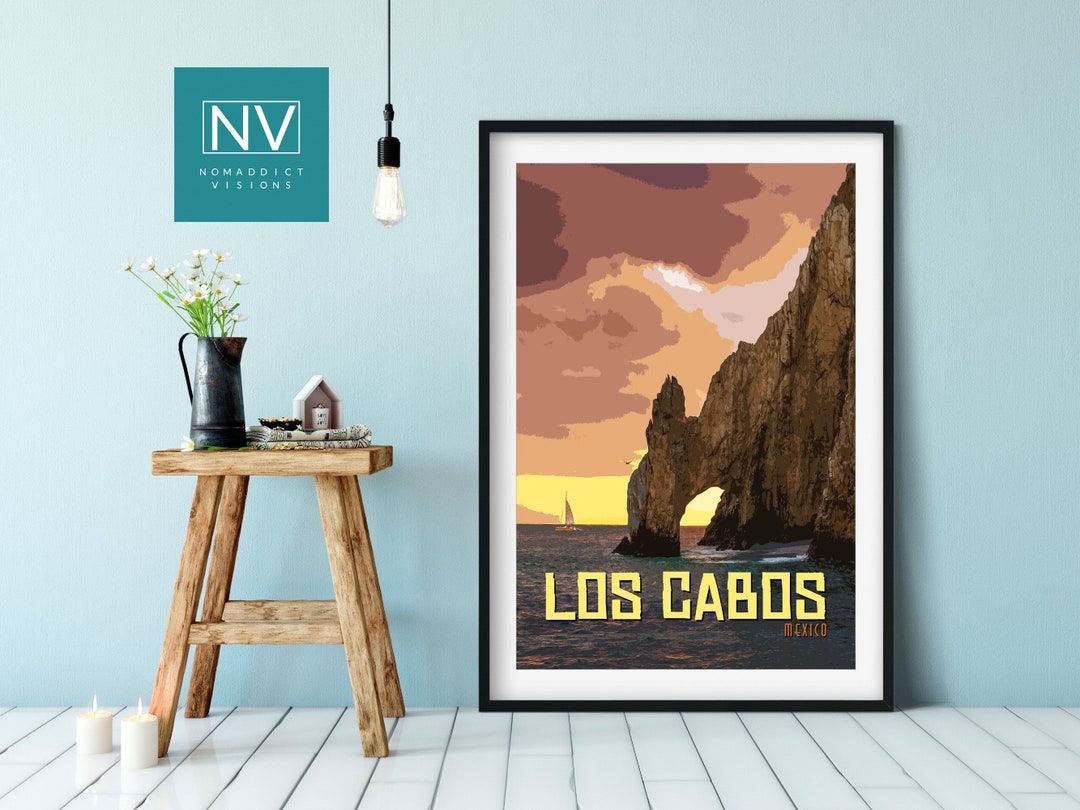 Los Cabos Mexico Vintage Travel Print: Iconic Natural Landmark Wall Art ...