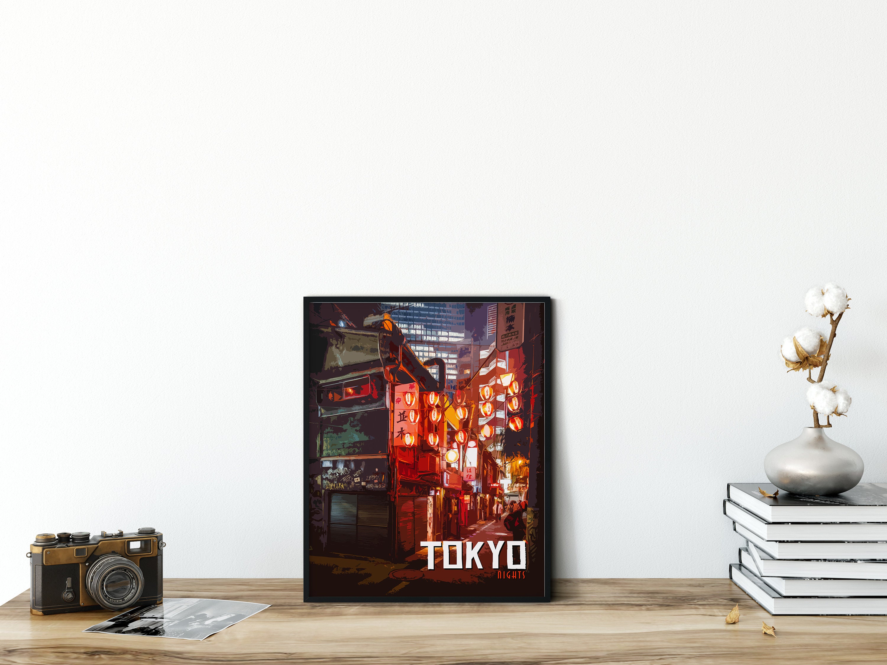 Tokyo Japan Retro Cityscape Travel Print: Izakaya Street View Wall Art ...