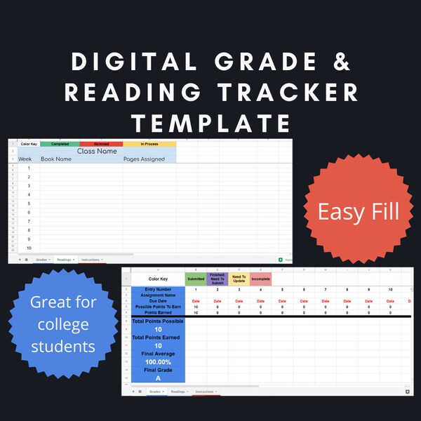 Grade Tracking Sheet - Etsy
