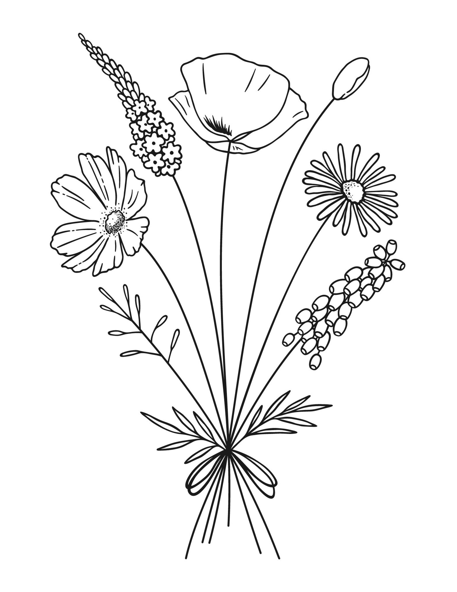 Wildflower Coloring Pages - Etsy