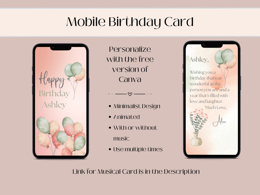 Animated Birthday E-card for Mobile: Canva Template - Etsy