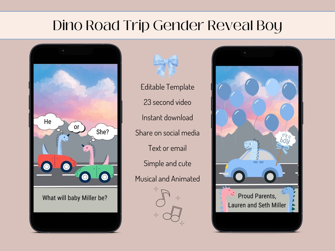 Dinosaur Gender Reveal Video: It's a Boy Announcement (digital Download ...