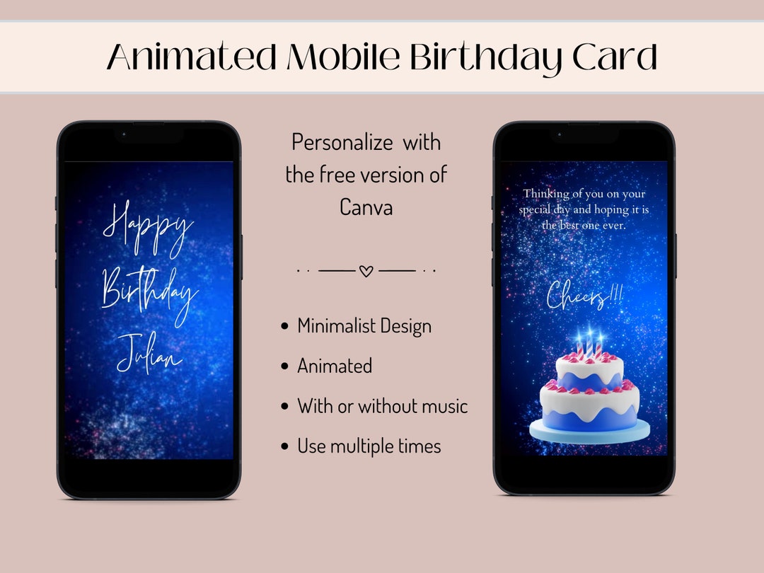 Blue Video Birthday Card With Fireworks, Animated E-card Template ...