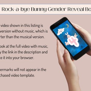 Rock-a-bye Bunny Digital Gender Announcement, Gender Reveal Video Boy, Animated Video Template ...
