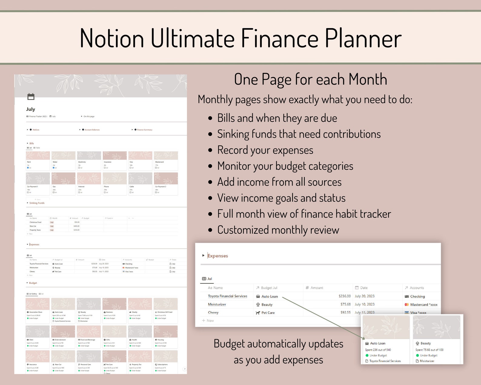 Ultimate Finance Tracker Money Management Planner, Personal Finance ...