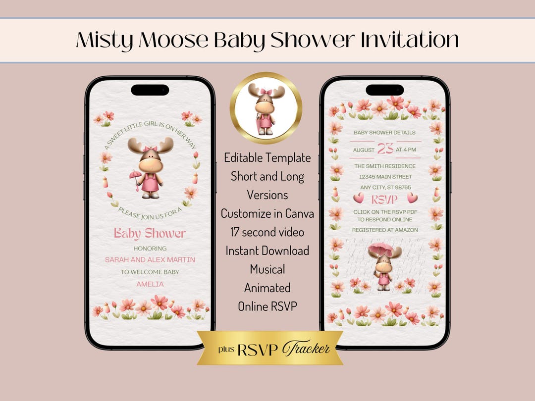 Baby Shower Animated Video Invitation, Clickable RSVP Tracker, Baby ...