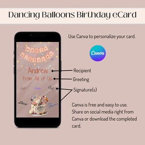 Animated Birthday E-card Template: Dancing Balloons, Editable in Canva ...
