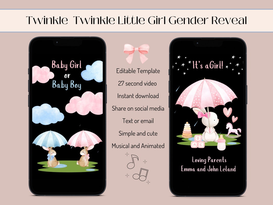 It’s a Girl Gender Reveal Announcement Card, Digital Gender Reveal ...