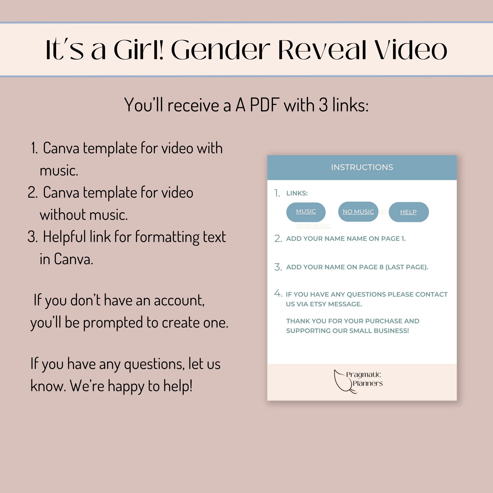 Its a Girl Gender Reveal Video Template, Gender Reveal Ideas, Editable ...