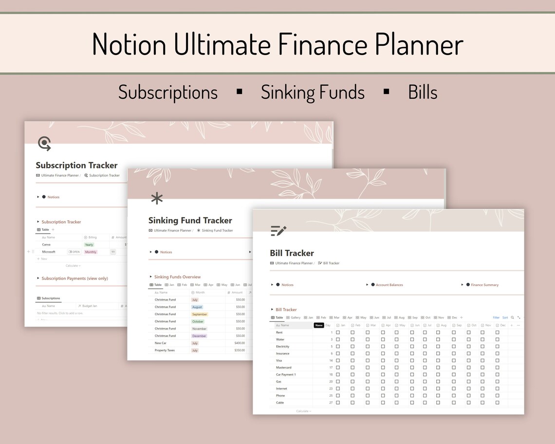 Ultimate Finance Tracker Money Management Planner, Personal Finance Tracker, Notion Budget ...
