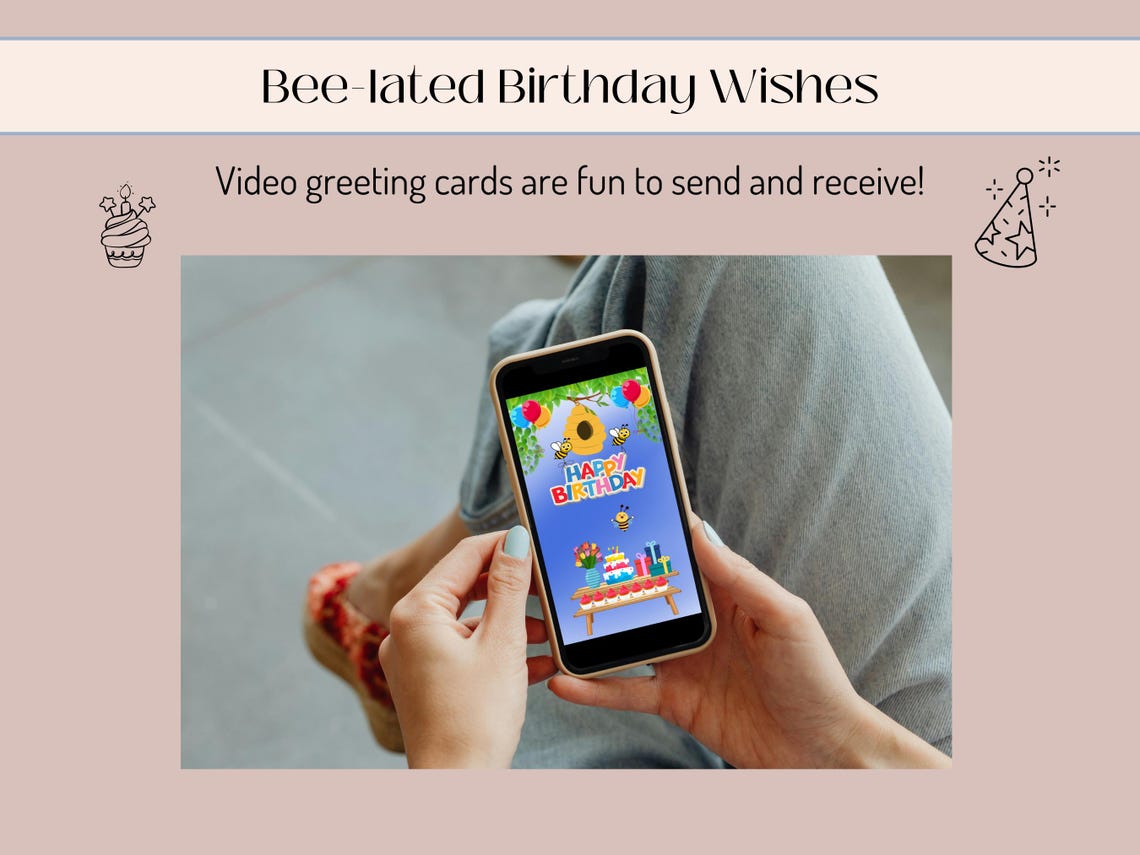 Belated Musical Video Birthday Card, Animated E-card Template Editable ...