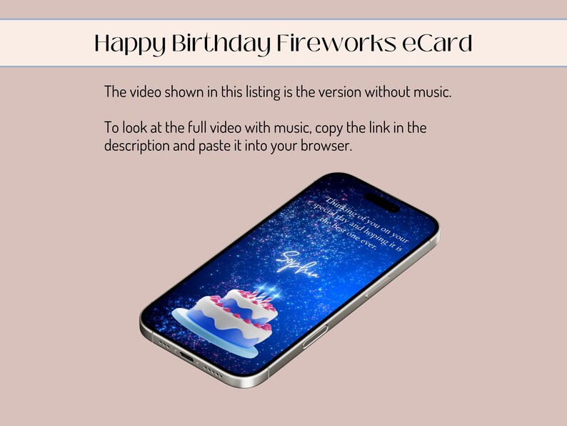 Blue Video Birthday Card With Fireworks, Animated E-card Template ...