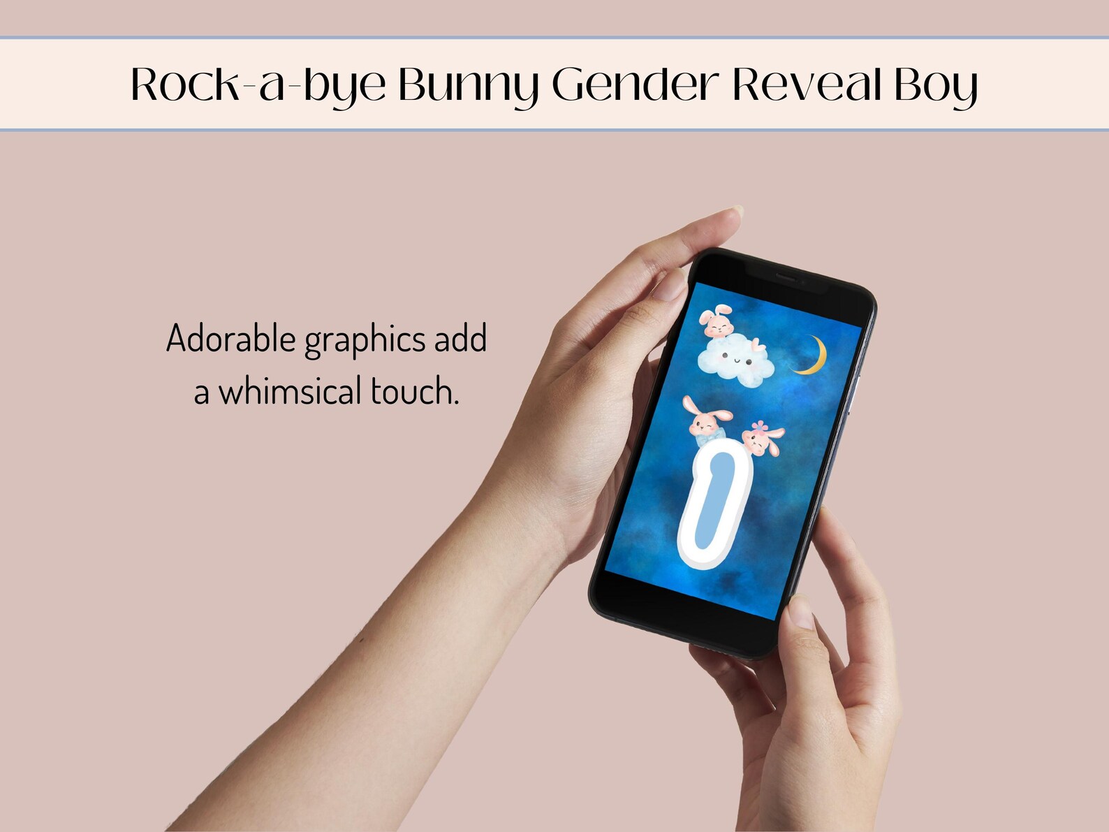 Rock-a-bye Bunny Digital Gender Announcement, Gender Reveal Video Boy, Animated Video Template ...
