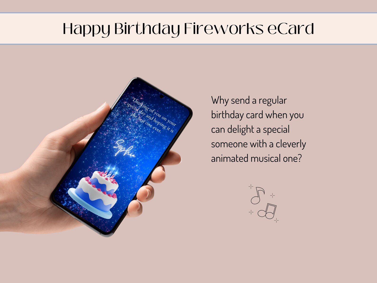 Blue Video Birthday Card With Fireworks, Animated E-card Template ...