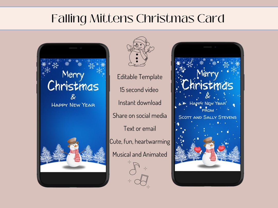 Christmas Card Template, Electronic Christmas E-card for Mobile Phone ...