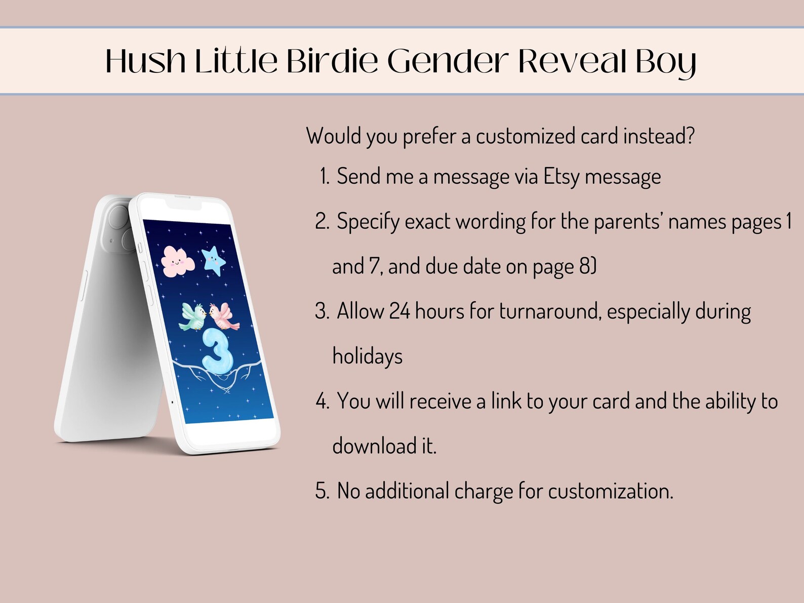 Hush Little Birdie Digital Gender Announcement, Gender Reveal Video Boy ...