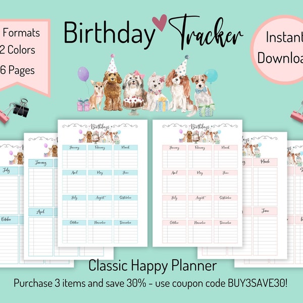 Printable Birthday Dates Chart - Etsy