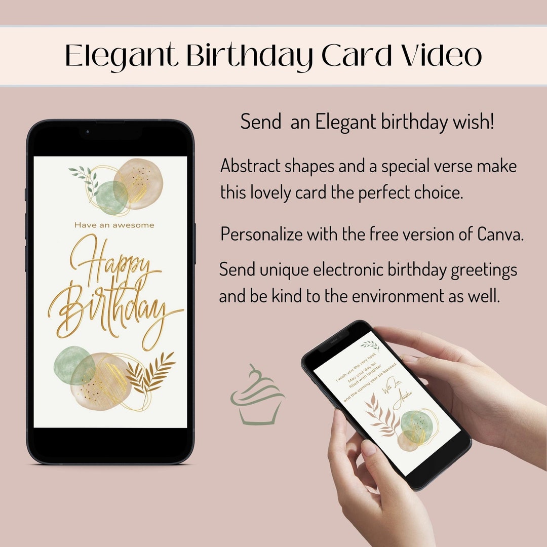 Animated Birthday E-card Template: Elegant Mobile Greeting (canva) - Etsy