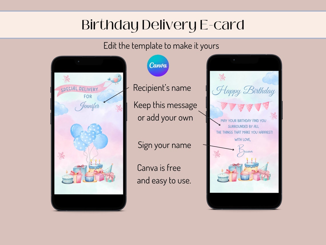 Animated Birthday E-card: Editable Canva Template (digital Download) - Etsy
