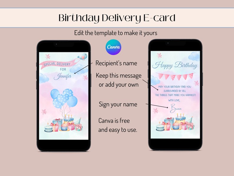 Animated Birthday E-card: Editable Canva Template (digital Download) - Etsy