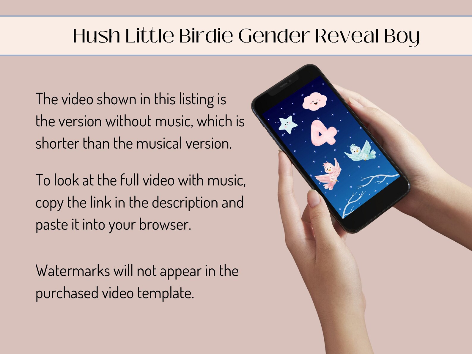 Hush Little Birdie Digital Gender Announcement, Gender Reveal Video Boy ...