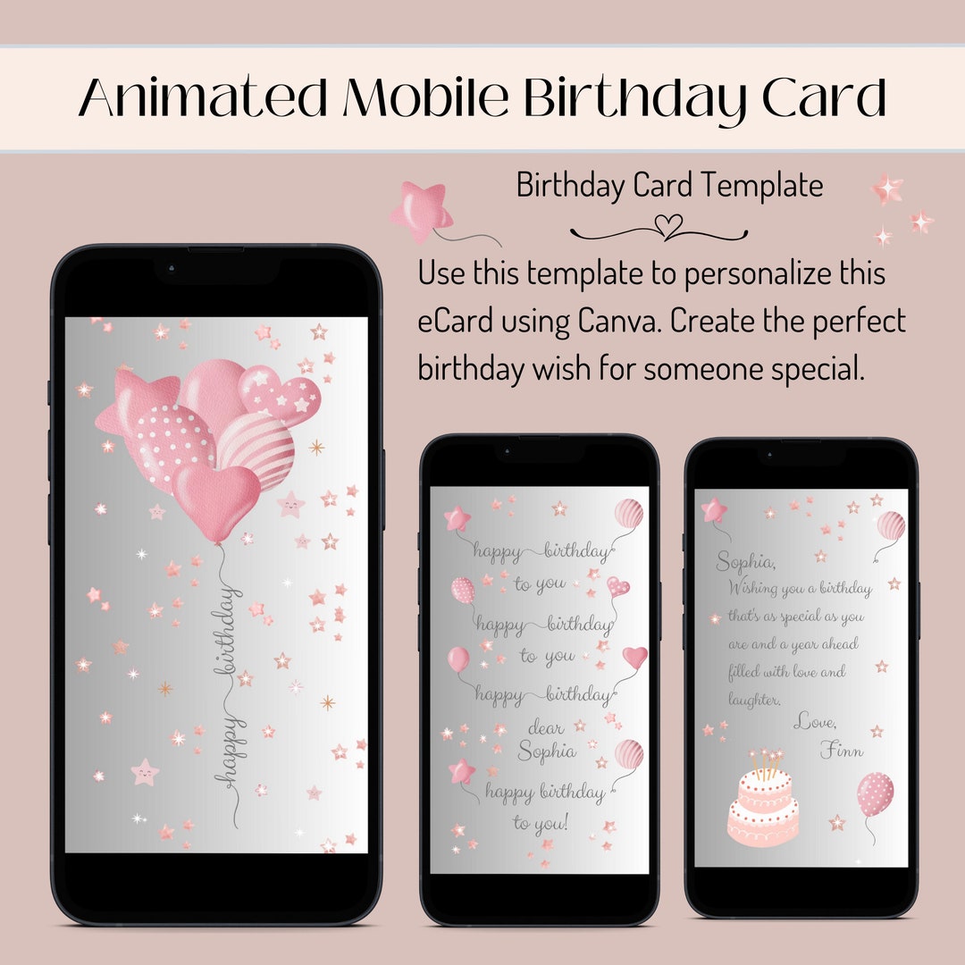 Animated Birthday Card Editable Birthday Card Template - Etsy