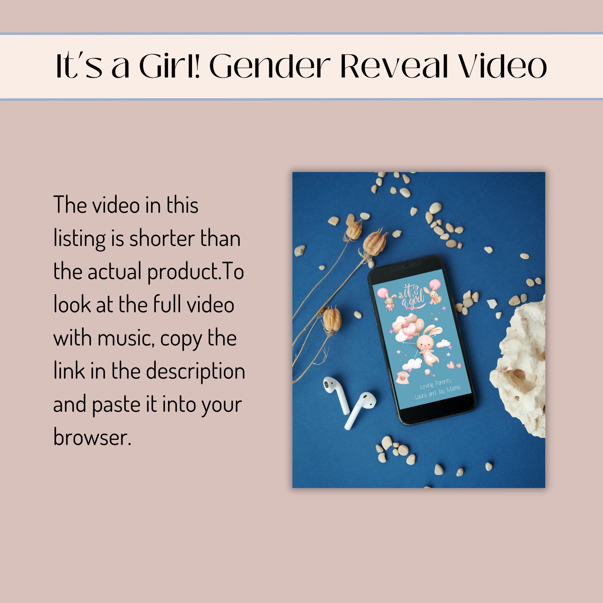 Its a Girl Gender Reveal Video Template, Gender Reveal Ideas, Editable ...
