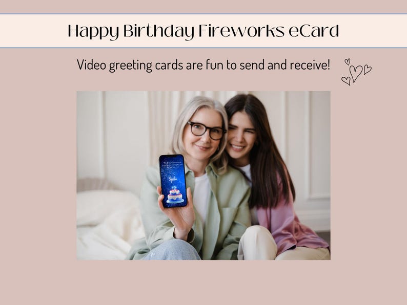 Blue Video Birthday Card With Fireworks, Animated E-card Template ...