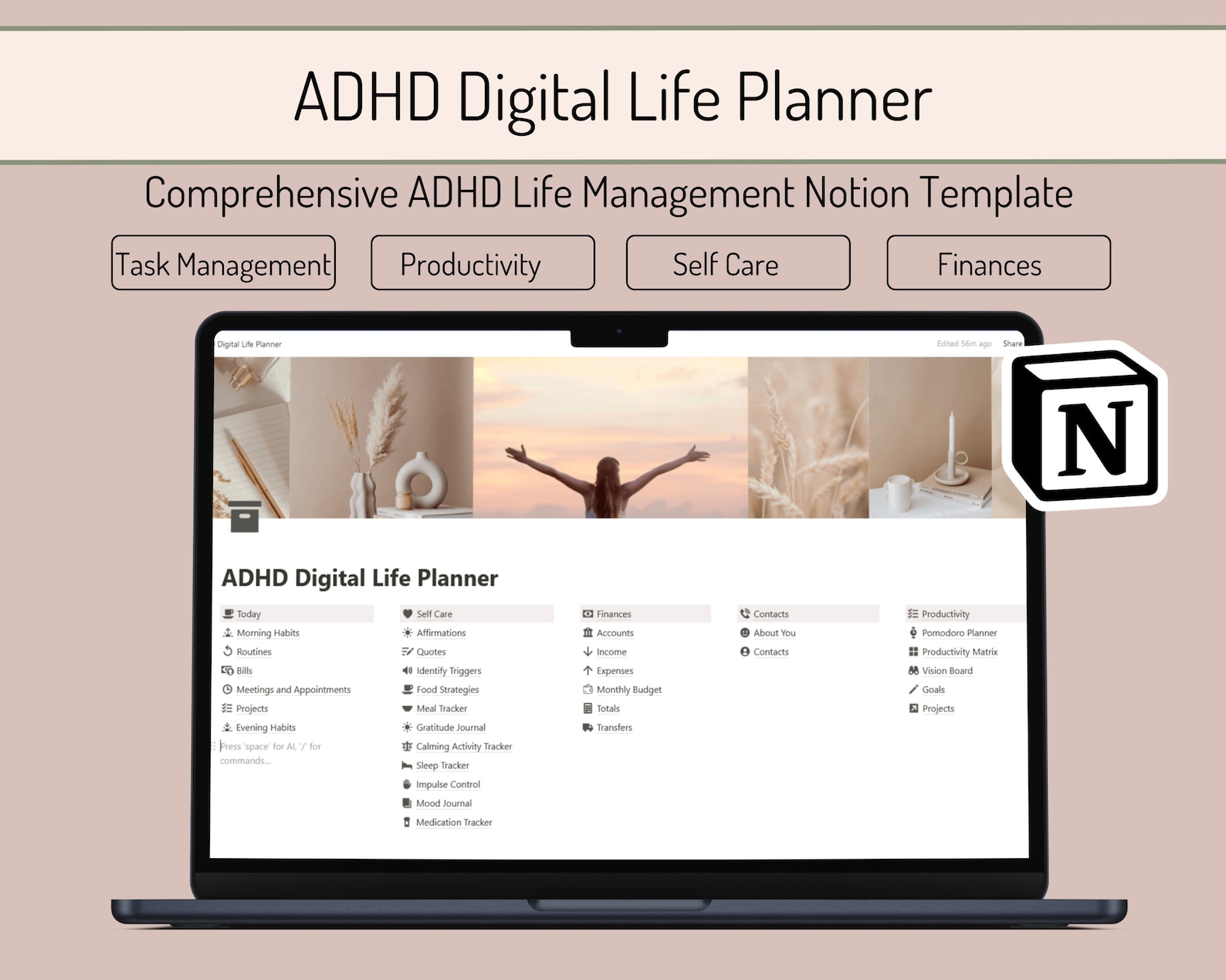 ADHD Digital Life Planner ADHD Notion Template, Notion Dashboard, All ...
