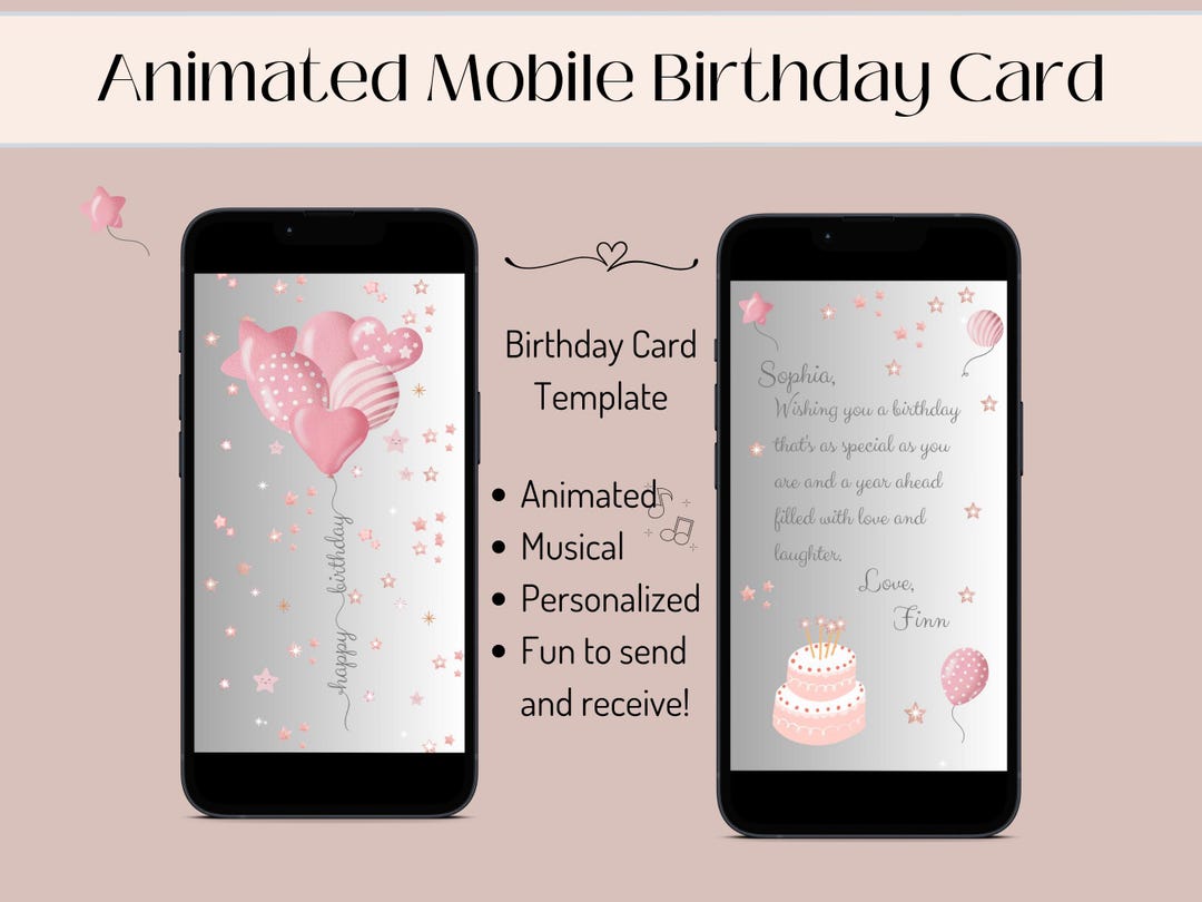 Animated Birthday Card, Editable Birthday Card Template, Personalized ...