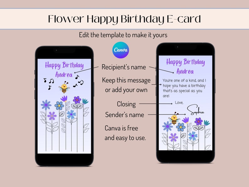Cute Animated Birthday E-card for Mobile Phone, Canva Template for You ...