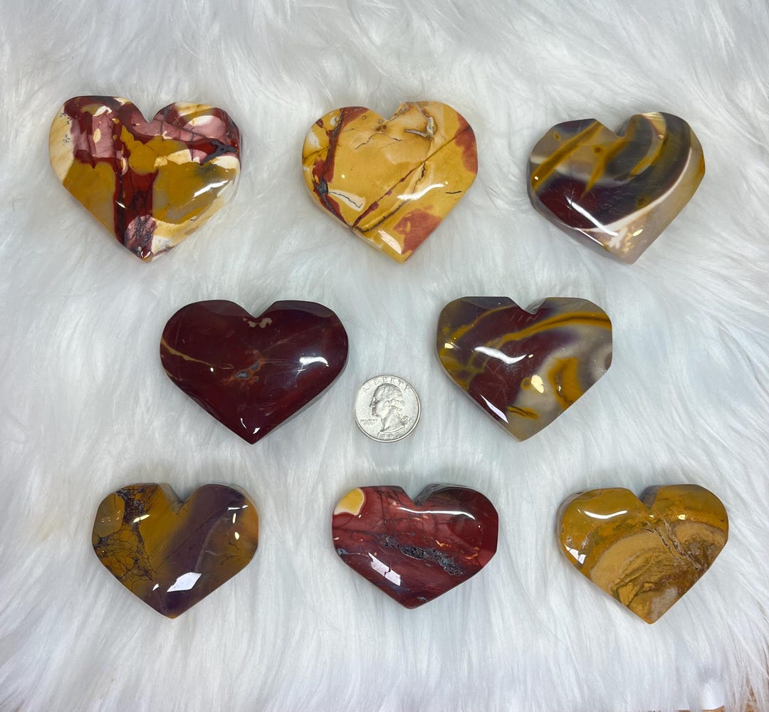 Carved Mookaite Jasper Hearts | You Choose Which One | Purple, Red, Yellow and Gray | Polished ...
