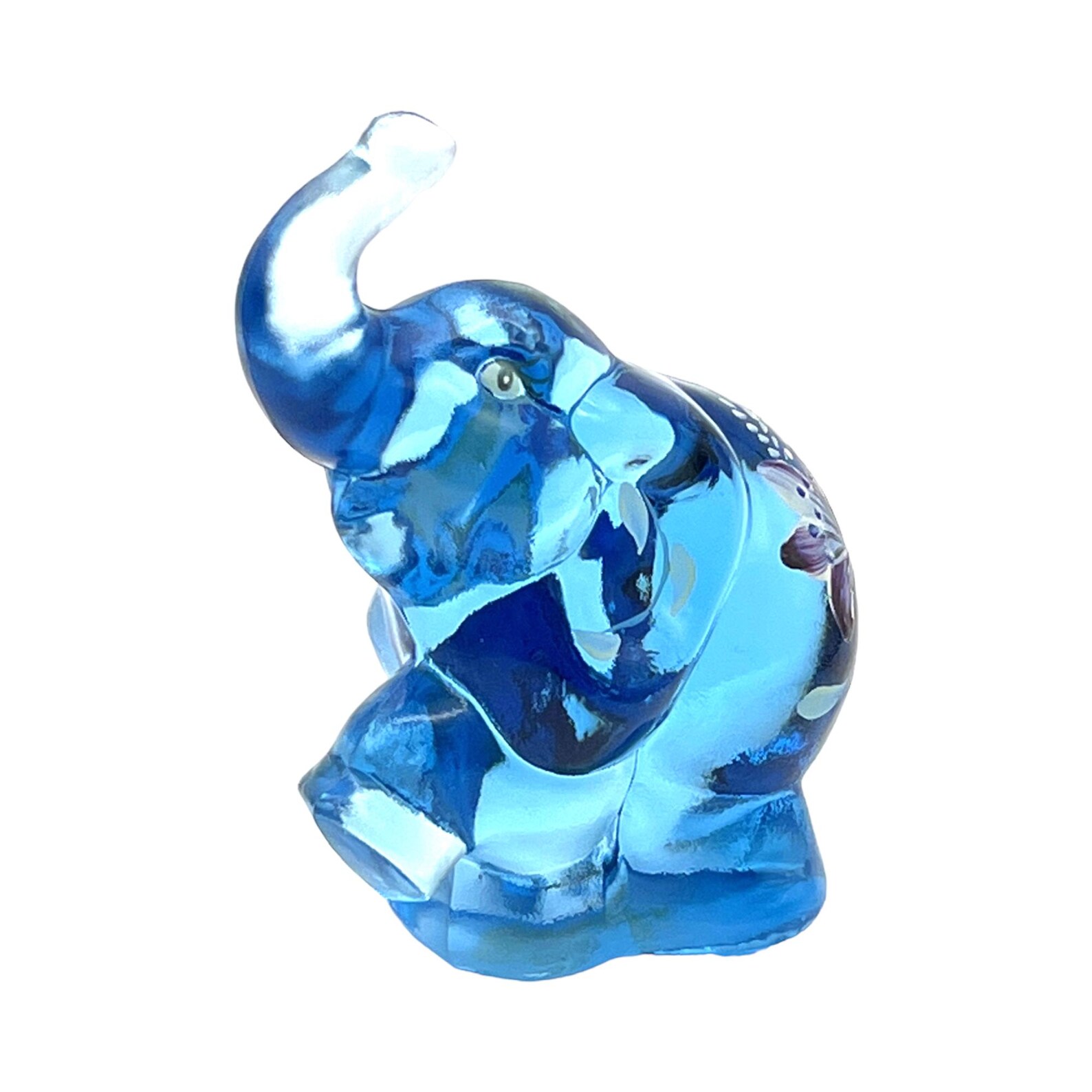 Fenton Art Glass - Elephant Indigo Blue - Hand Painted & Signed - Etsy
