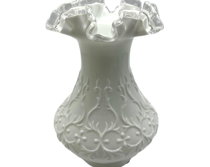 Fenton Art Glass - Spanish Lace Silver Crest Ruffled/crimped Rim Vase ...