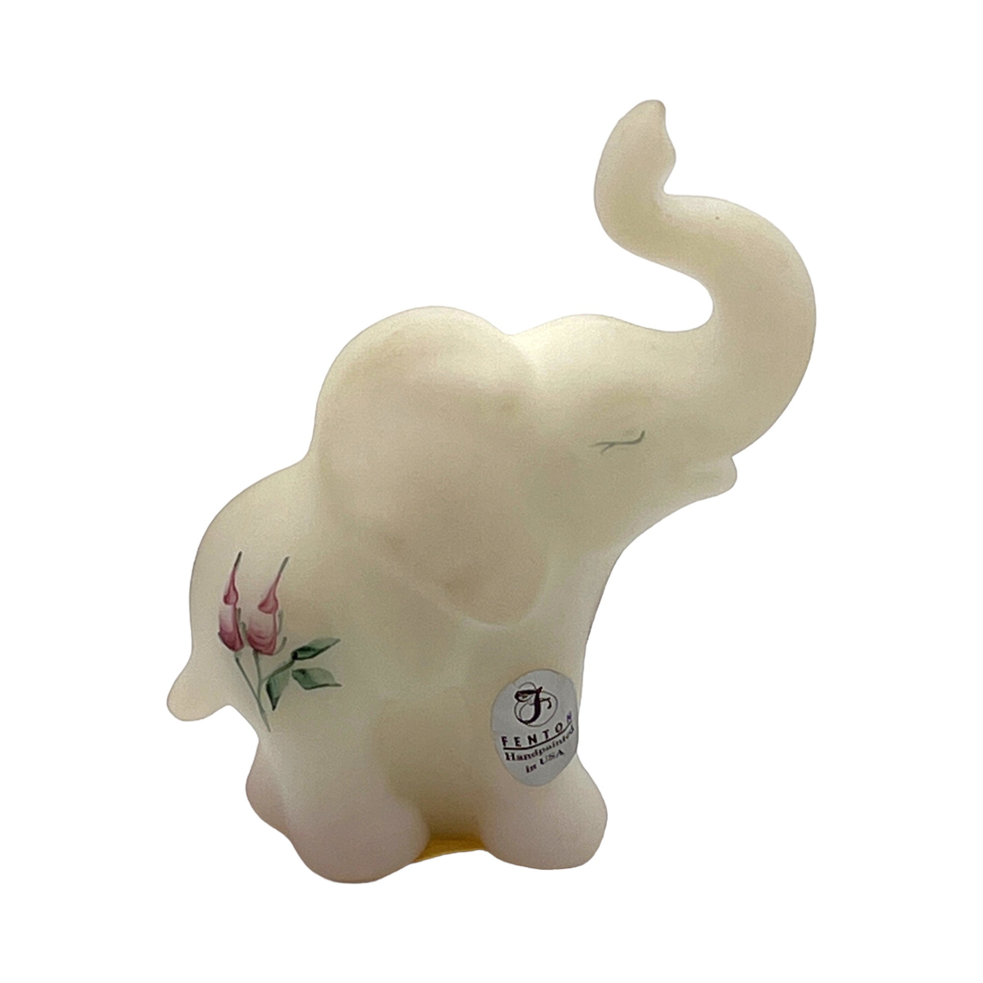 Fenton Art Glass Elephant Satin Glass White Signed & Hand - Etsy
